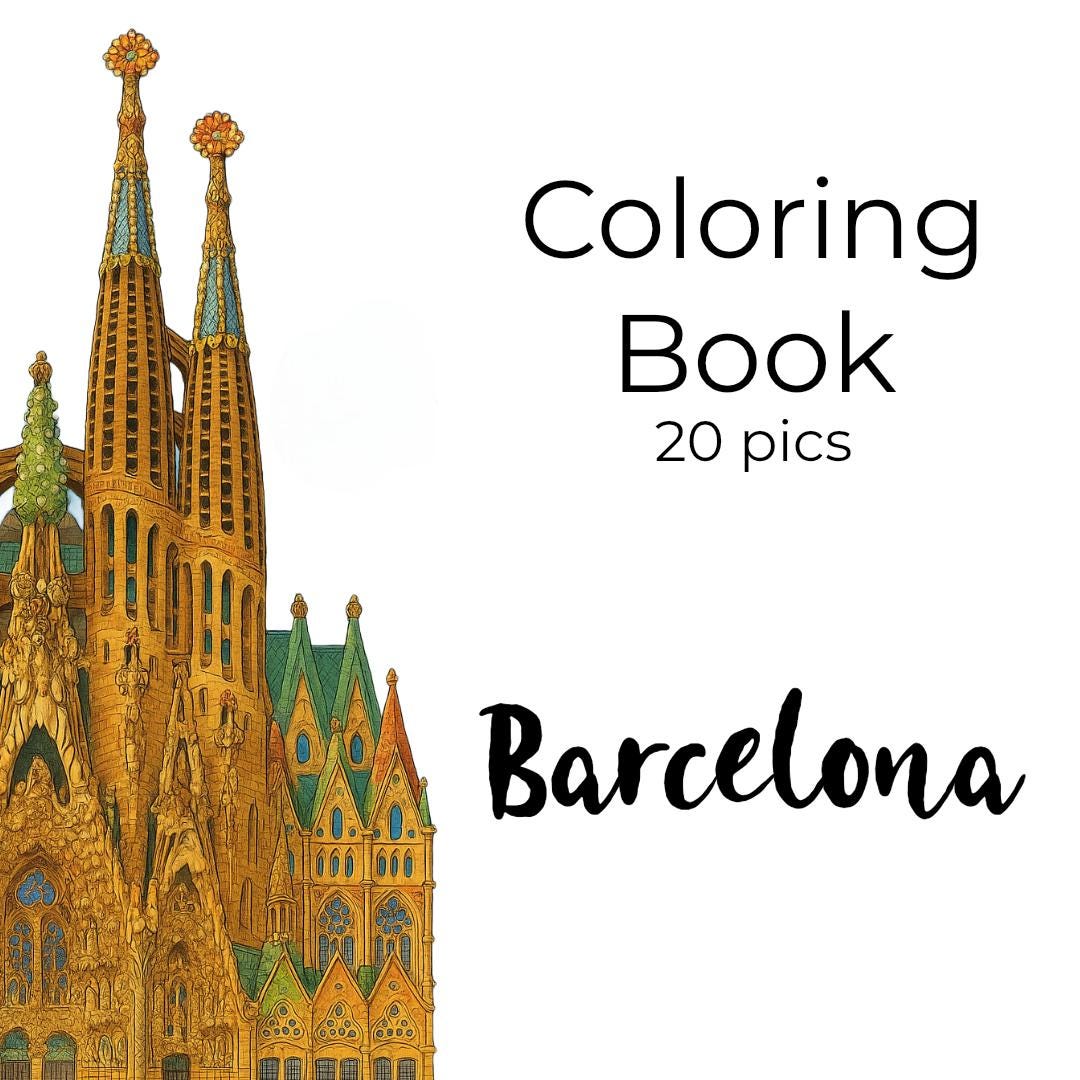 Barcelona Coloring Book | 20 Detailed Mosaic & City Views | PDF + PNG ...