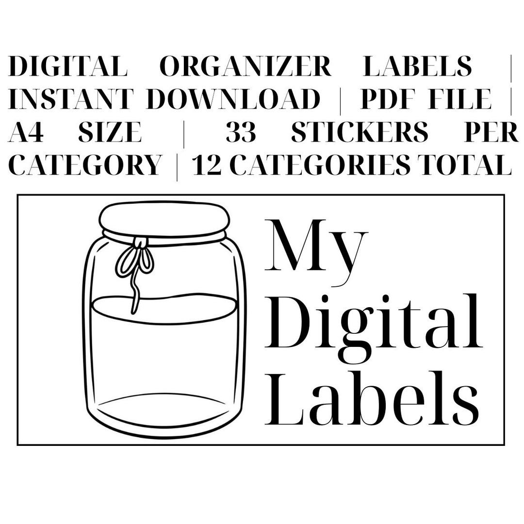 Digital Labels for Organization – 12 Categories X 33 Labels Each ...