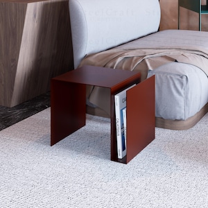 Square Metal Coffee Table With Magazine Holder: Modern Minimalist ...