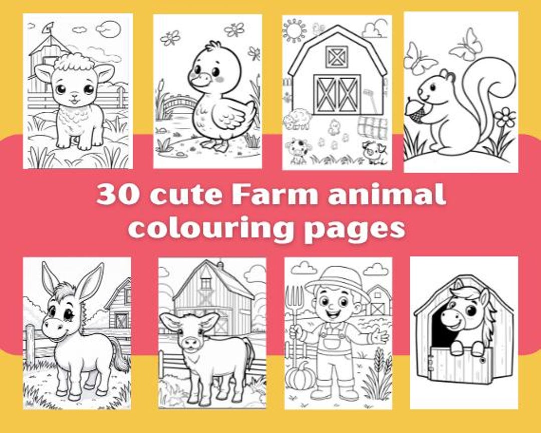 Farm Animal Coloring Pages: Kids Activity, Preschool Printable (PDF ...
