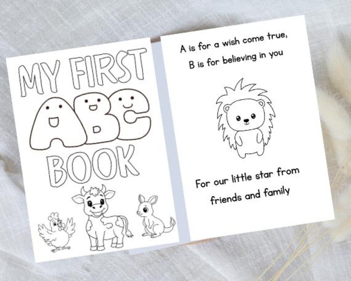 ABC Baby Shower Coloring Book: Printable Activity & Keepsake (PDF ...