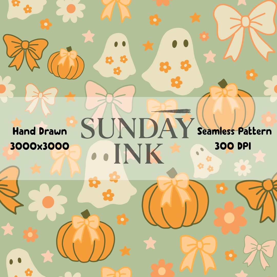 Coquette Ghosts Seamless Pattern PNG Digital Download Halloween ...