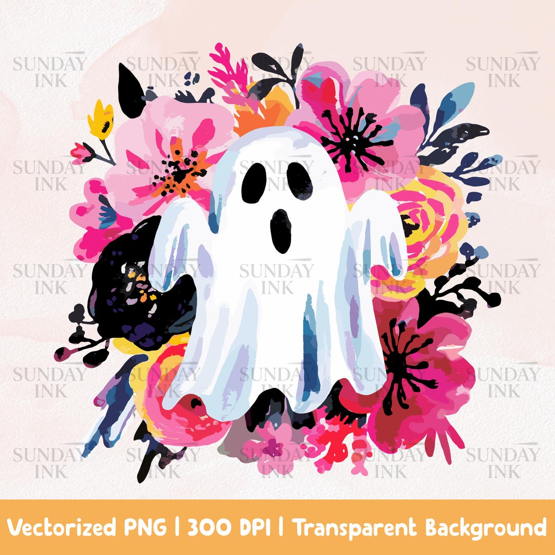 Preppy Ghost Watercolor PNG Instant Download Ghost Sublimation Clipart ...