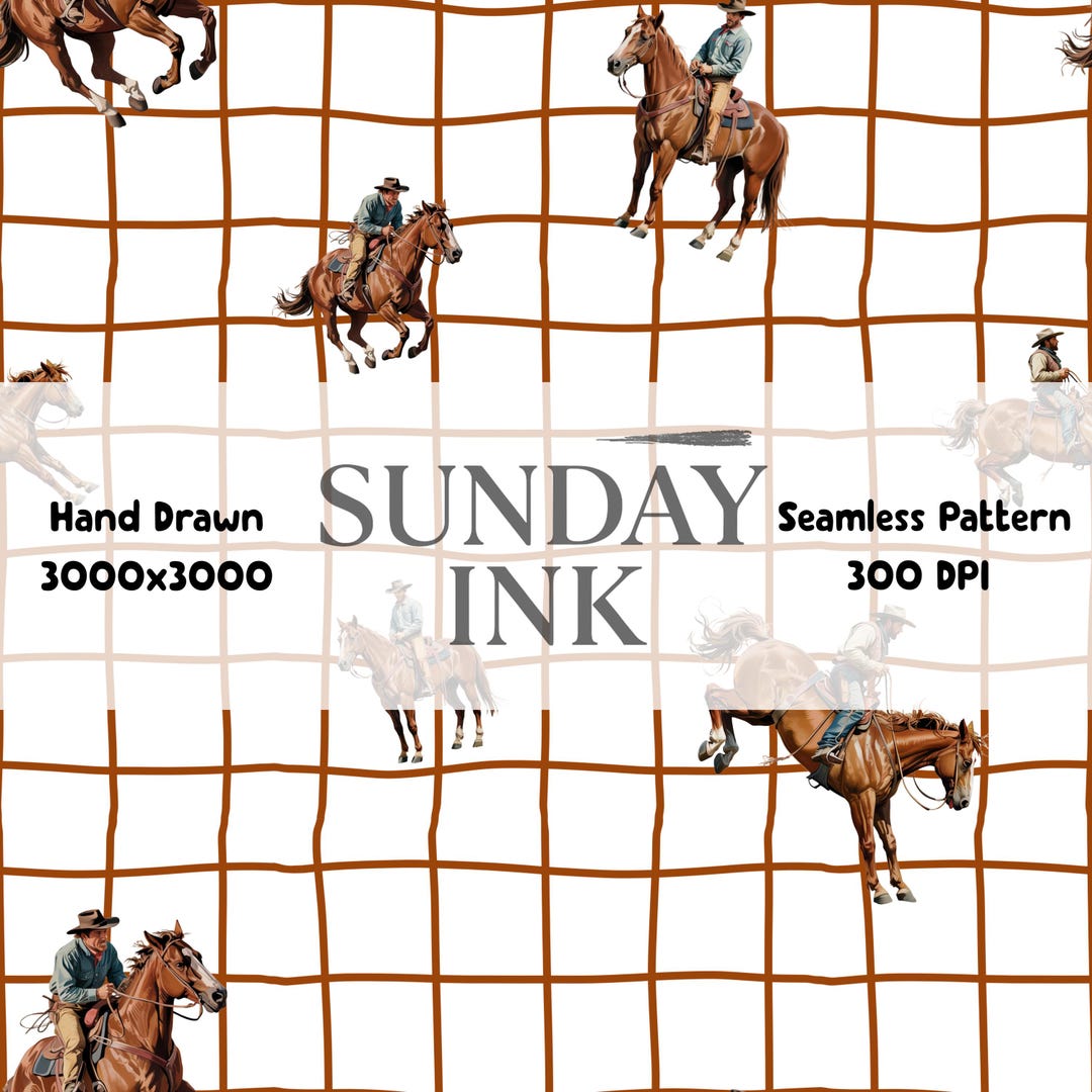 Western Cowboy Seamless Pattern PNG Instant Download Nursery Western ...