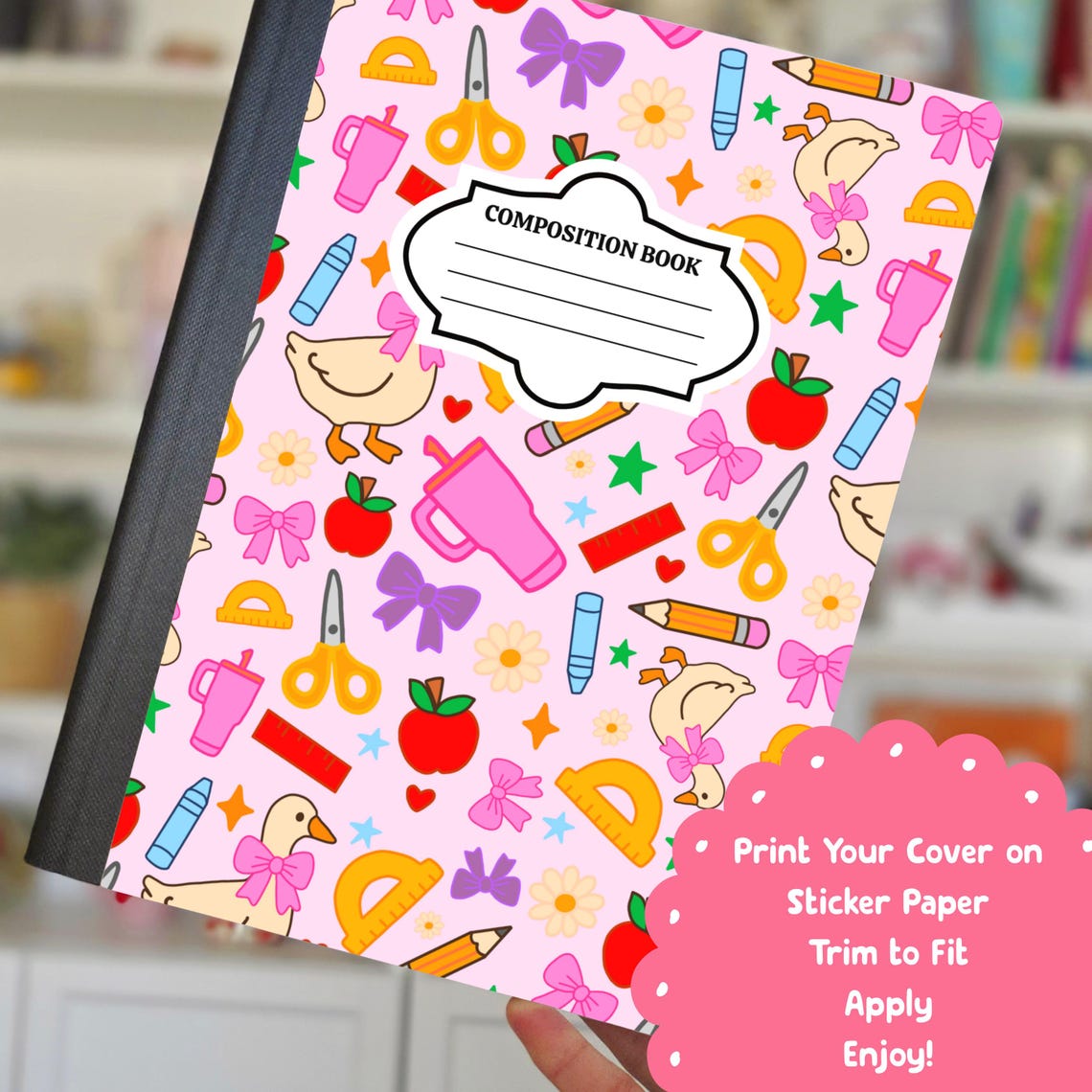 Coquette Goose Composition Notebook Cover PNG Tumbler Cup School ...