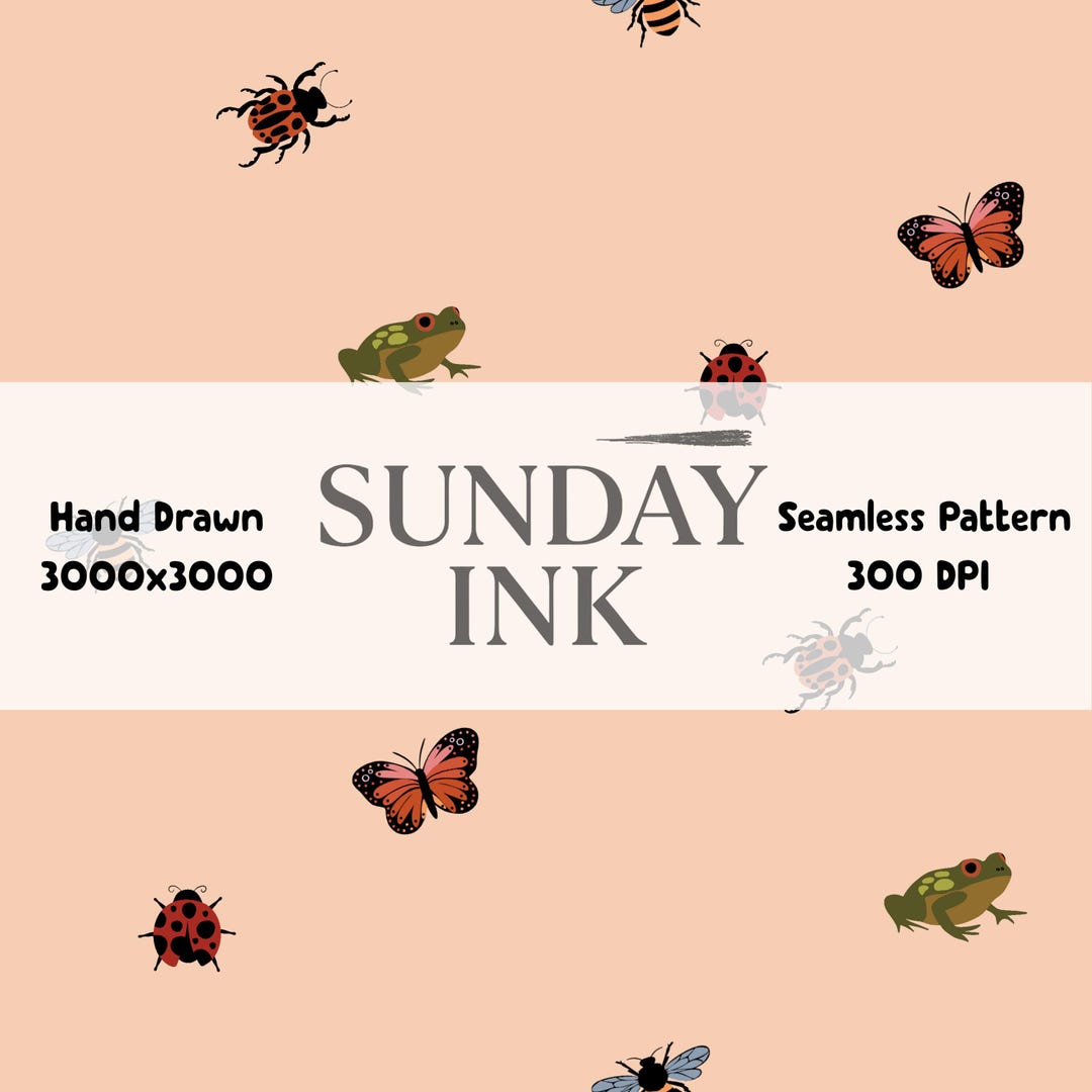 Bugs and Amphibians Seamless Pattern Bugs Spring Digital Paper Spring ...