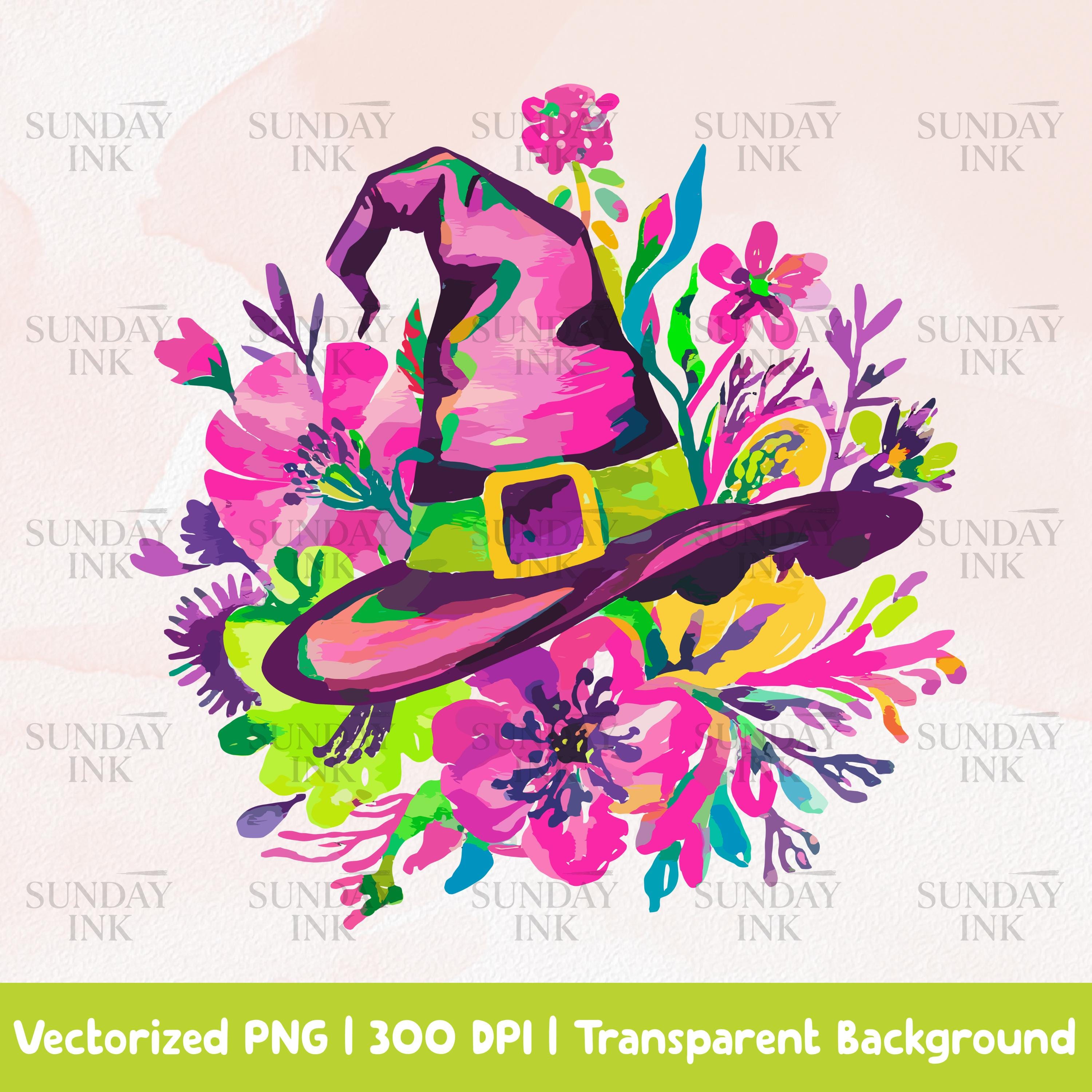 Preppy Halloween PNG Clipart Witch Hat Watercolor Sublimation Design ...