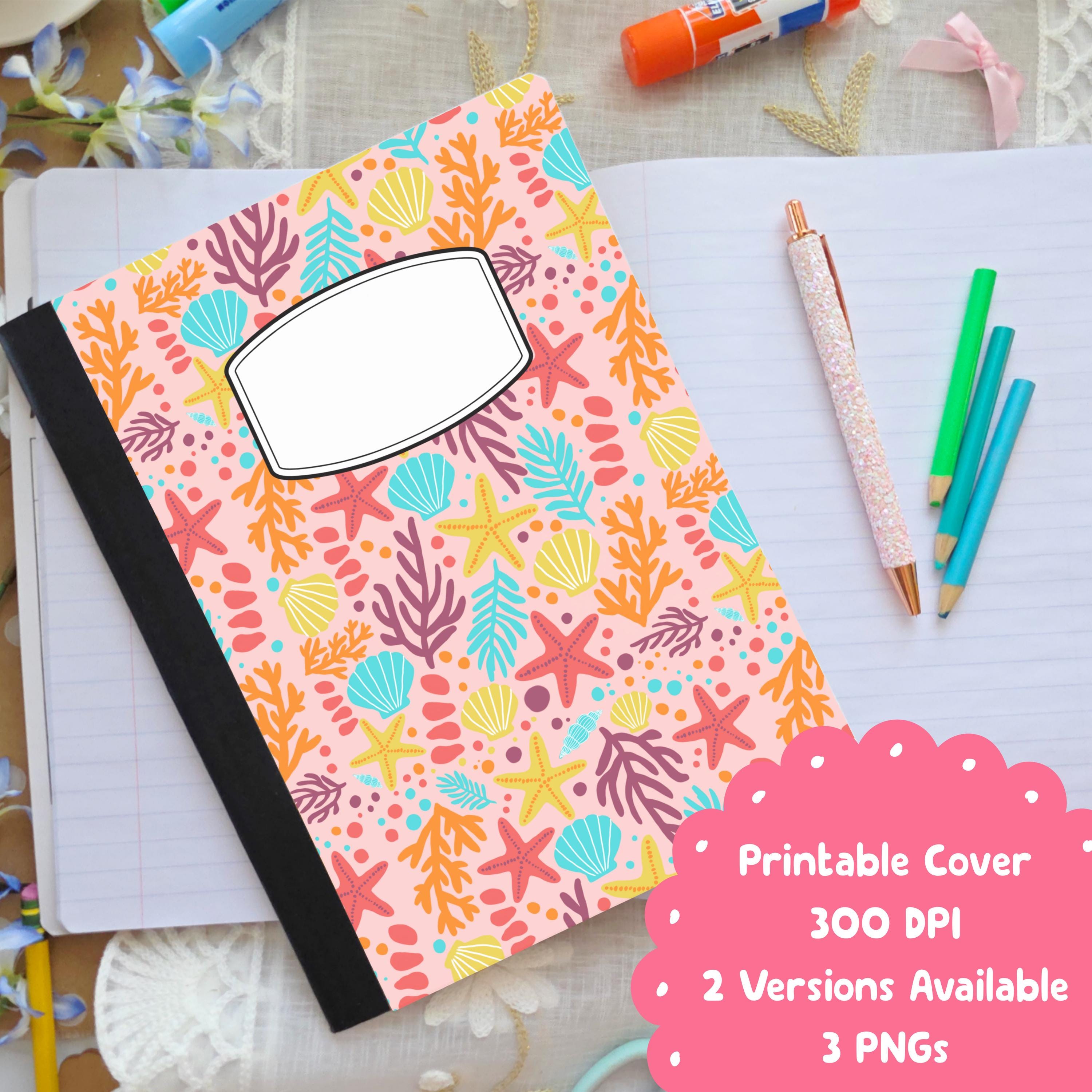 Printable Composition Notebook Cover PNG Instant Download Custom Kids ...