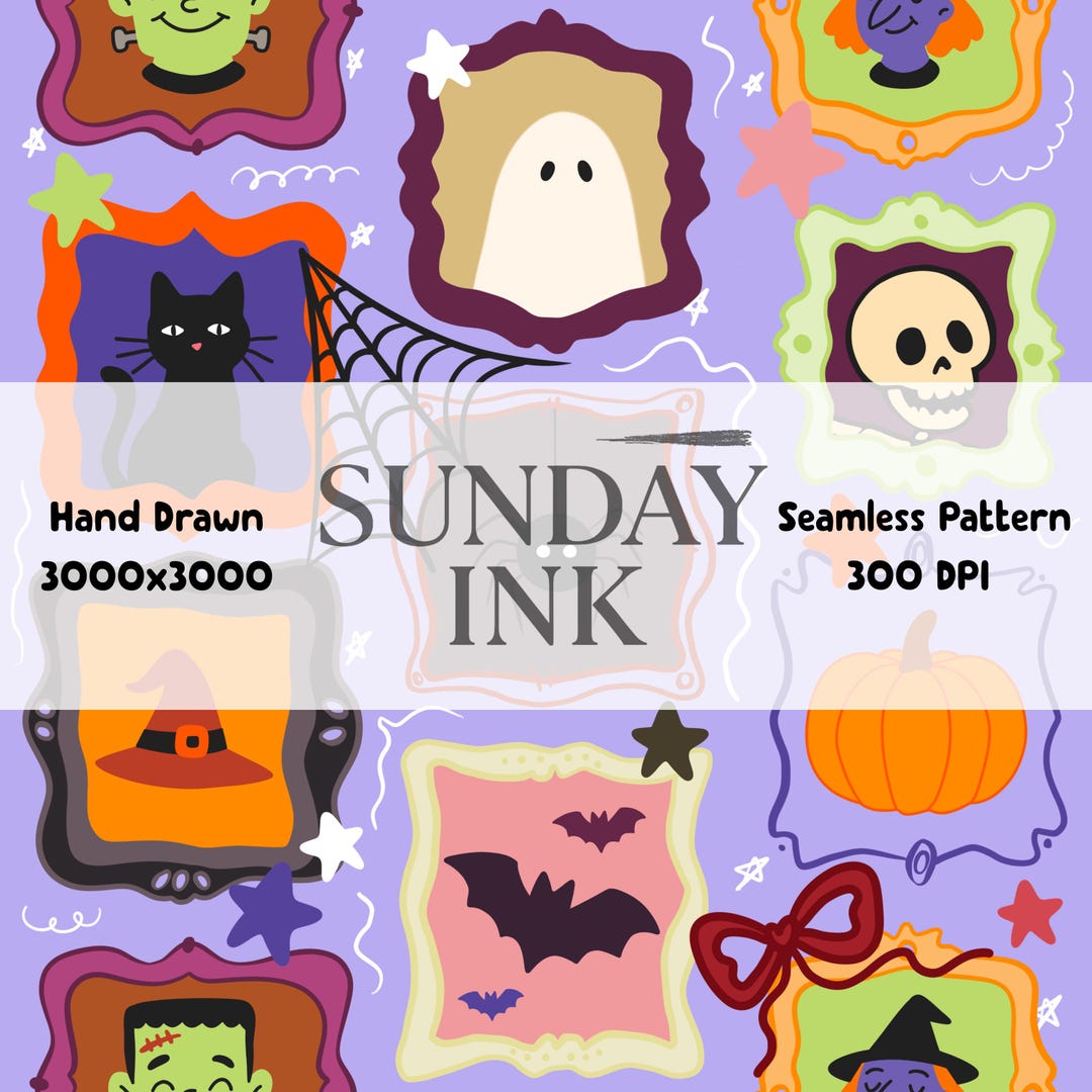 Halloween Seamless Pattern Repeating PNG Instant Download Sublimation ...