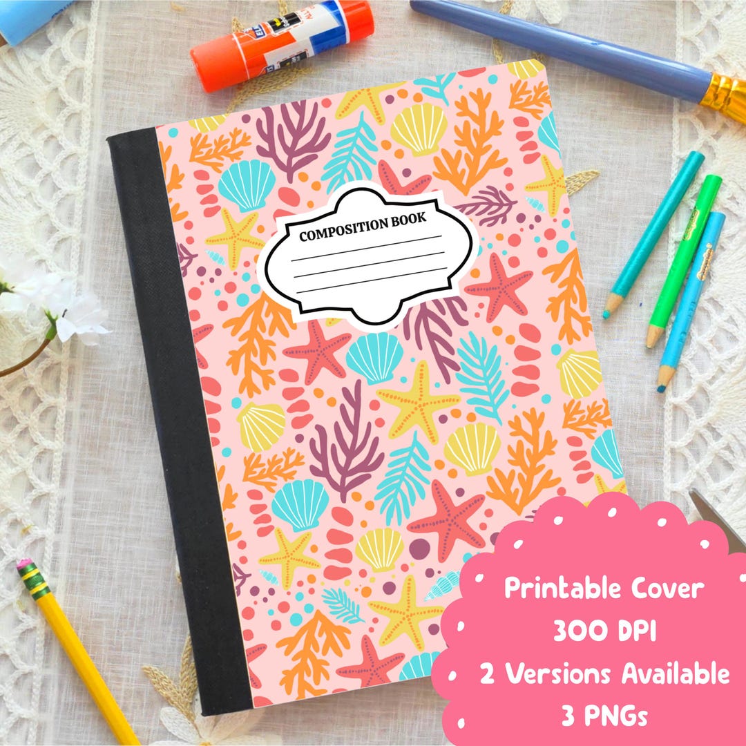 Printable Composition Notebook Cover PNG Instant Download Custom Kids ...