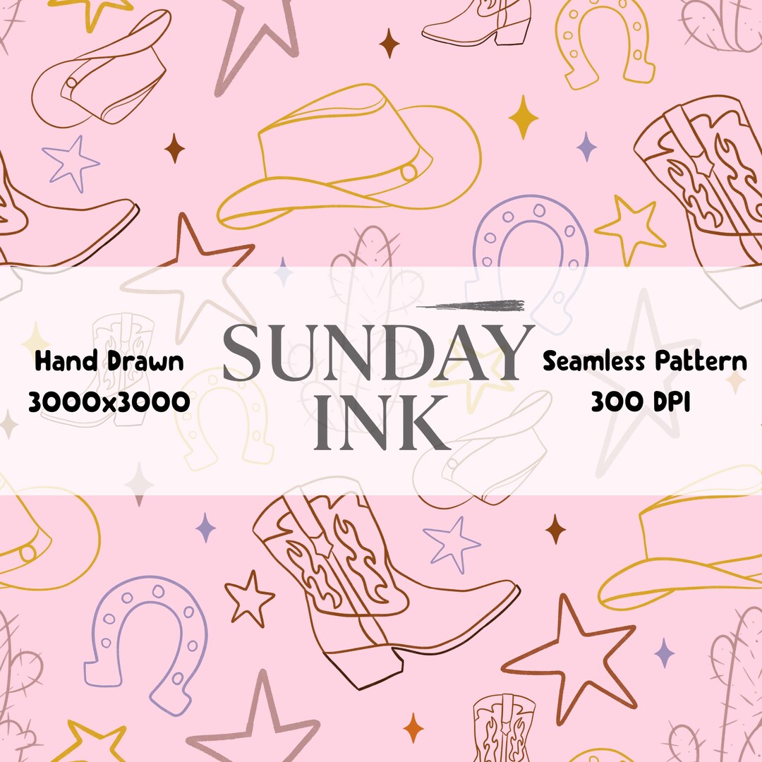 Western Cowboy Seamless Pattern Instant Download Western Cowgirl ...