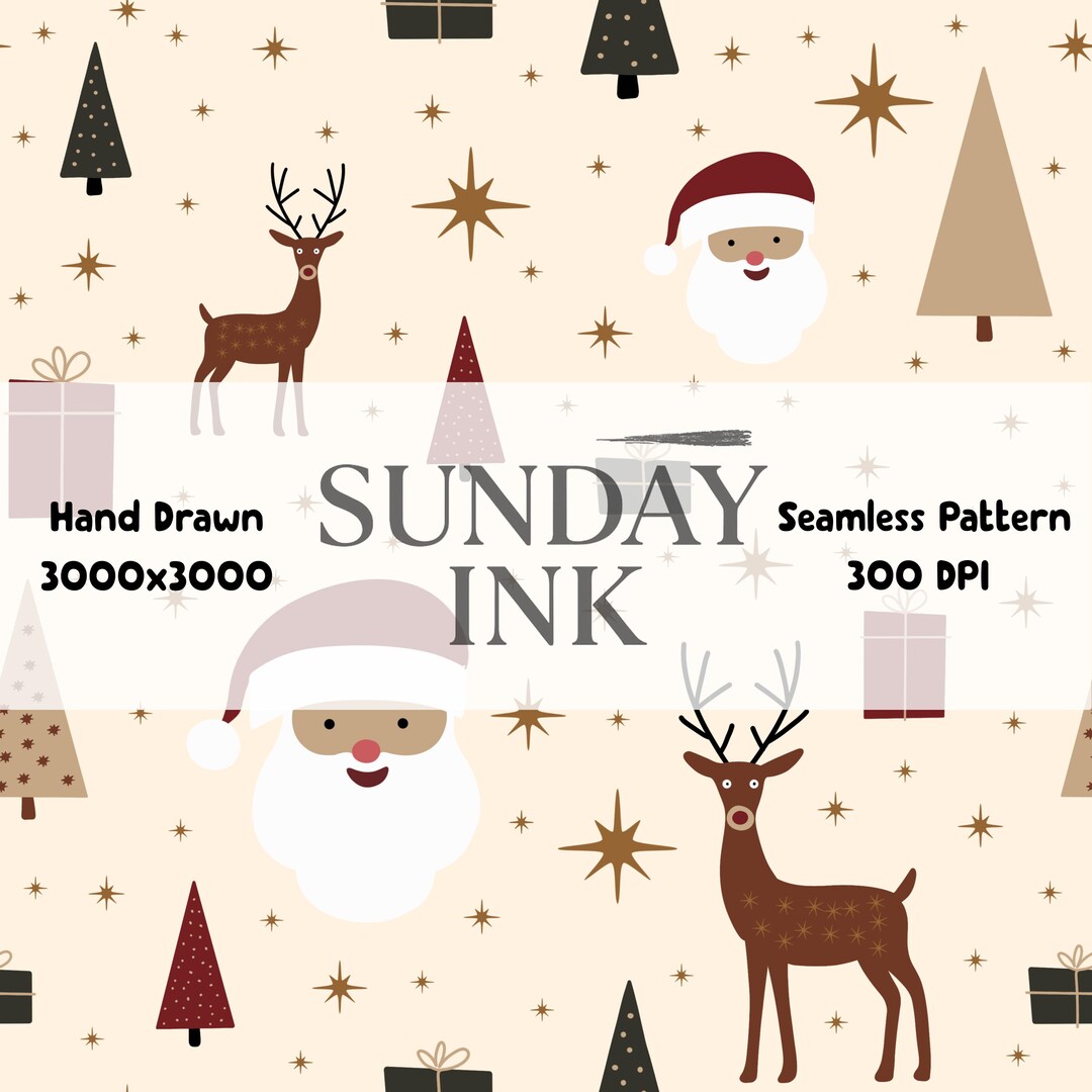 Christmas Scandinavian Digital Paper Christmas Wrapping Seamless ...