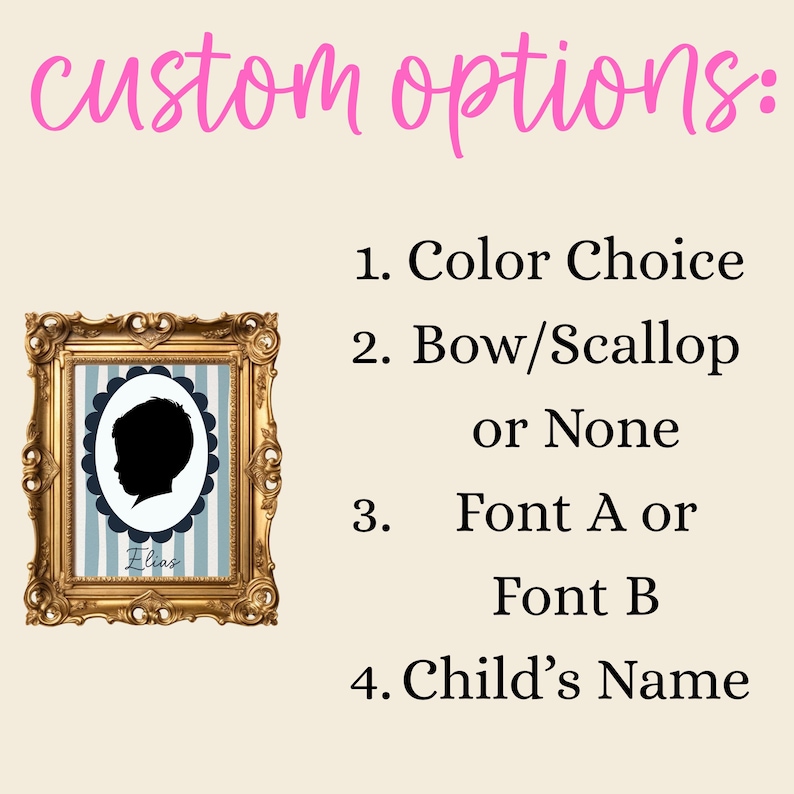 Vintage-inspired Custom Silhouette Portrait, Hand Drawn Children’s ...