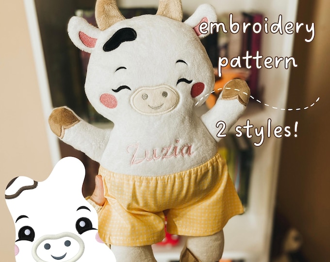 ITH Cow Toy Stuffie Softie Pattern 2 in 1, Machine Embroidery Files ...