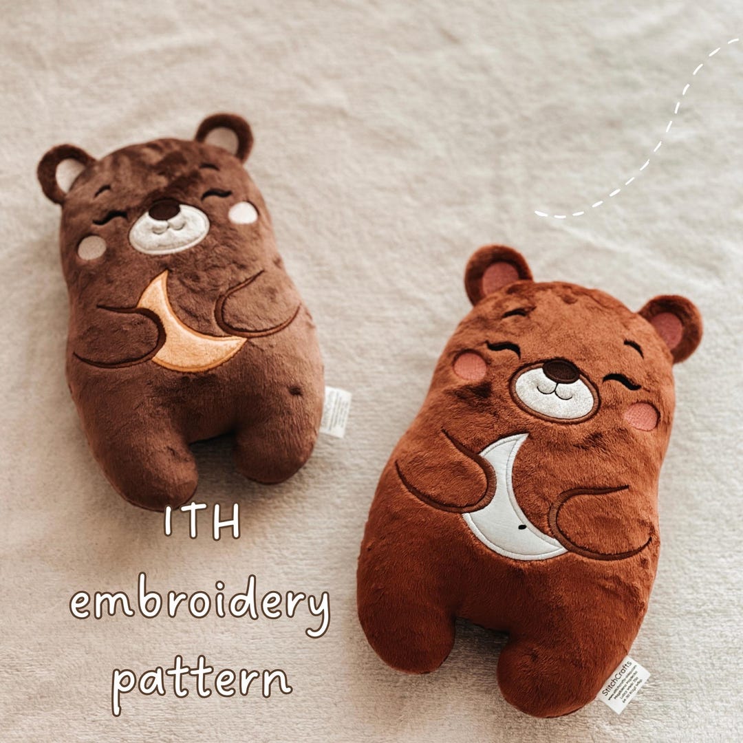 ITH Moon Bear Design, Machine Embroidery File – 4 Sizes, One Hoop Only ...