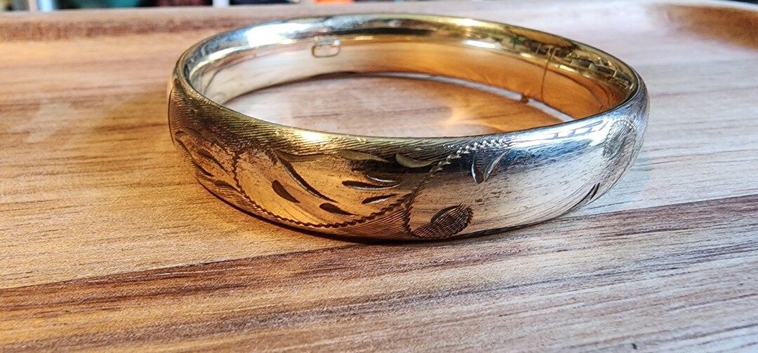Vintage Paisley Engraved 12K Gold Filled Bangle - Etsy
