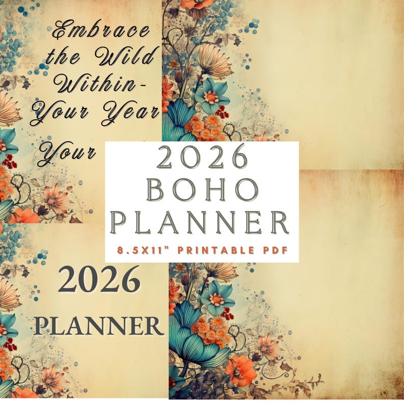 2026 Boho Planner | Goal Setting & Habit Tracker | 8.5x11" Printable ...