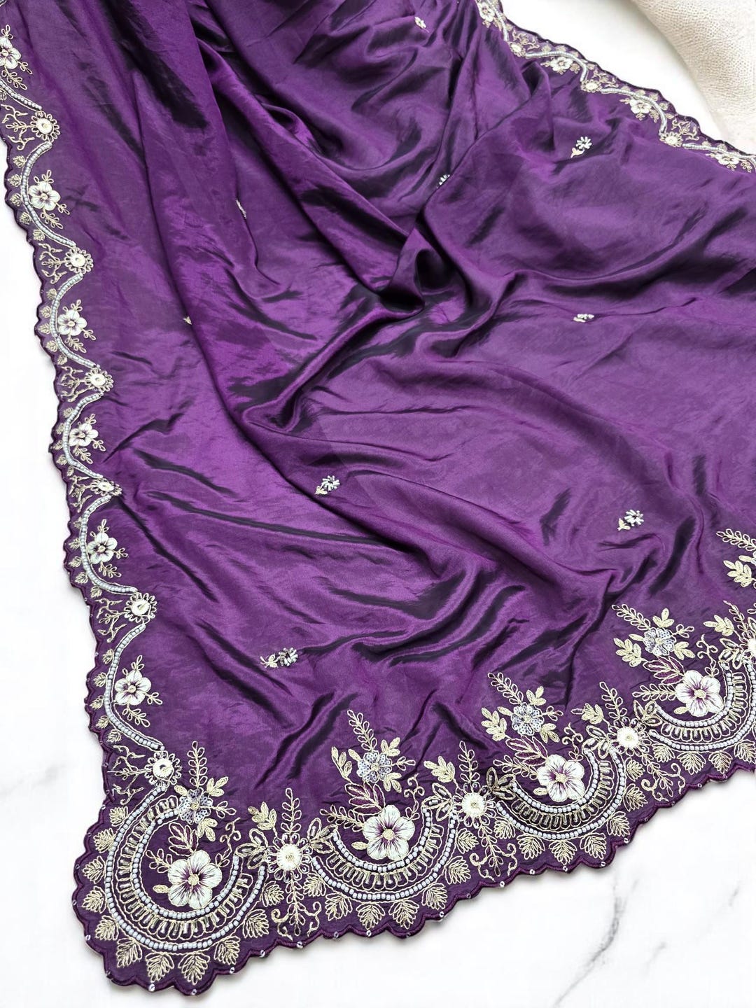 Soft HO Silk Fabric Saree | Thread and Handwork | Saree for Women ...