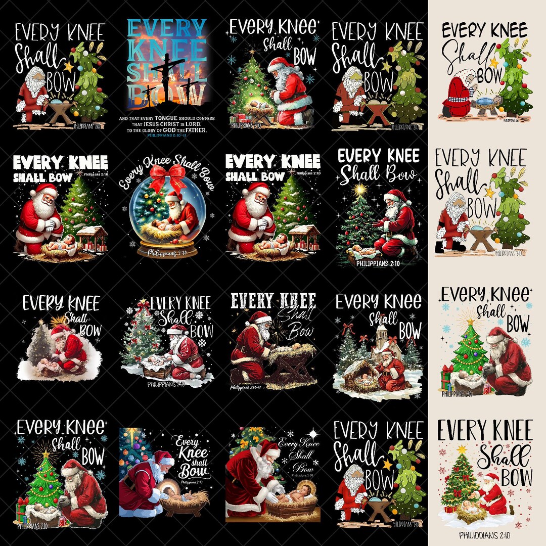 Every Knee Shall Bow Santa PNG Bundle, Christian Christmas PNG, Santa ...
