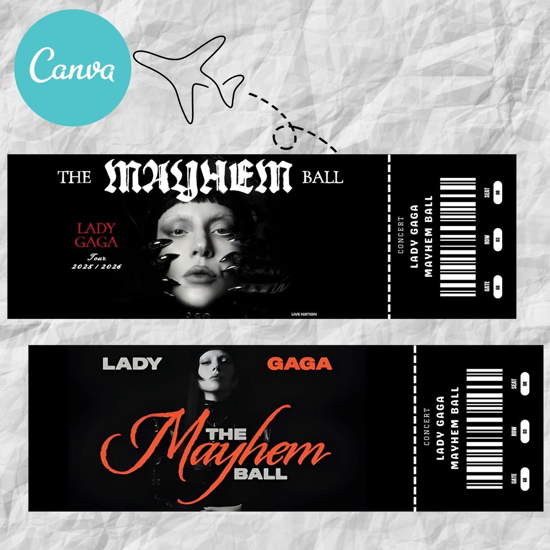 Lady Gaga Mayhem Ball Concert Ticket - Instant Download - Printable and ...