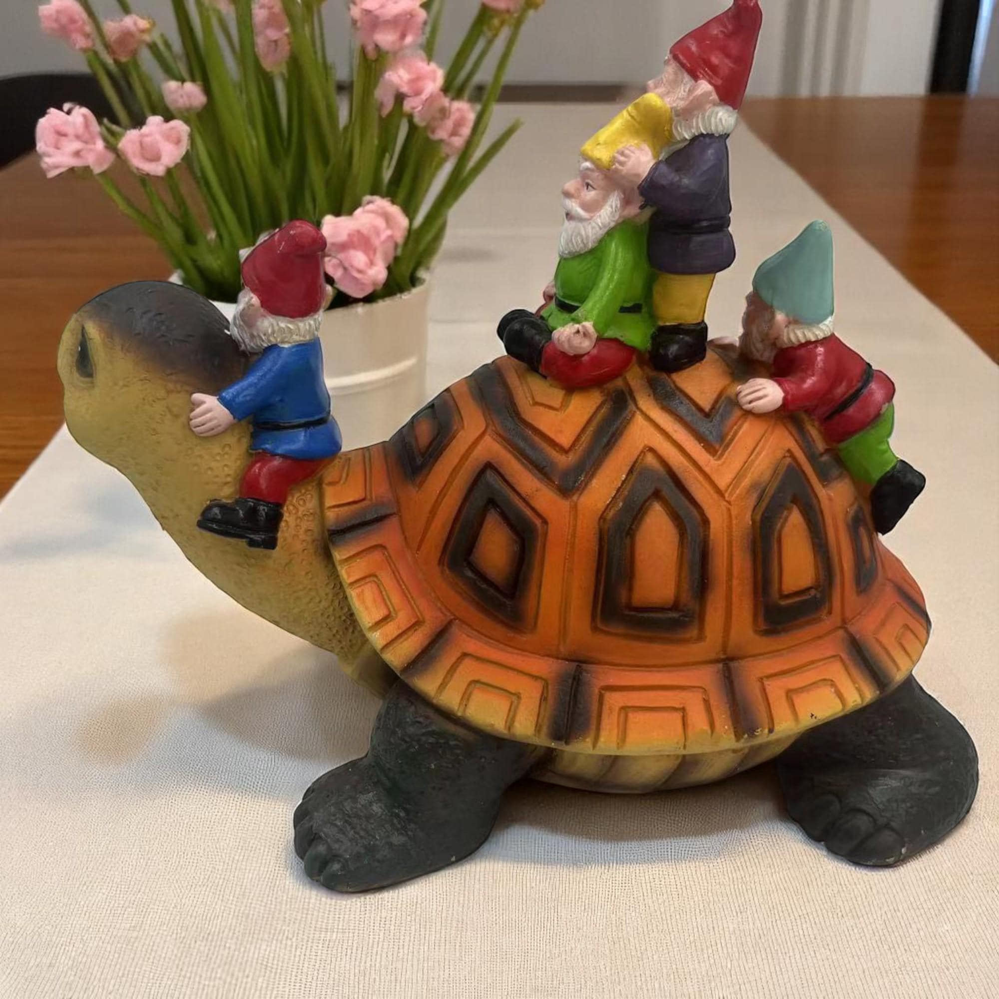 Handmade Gnomes Riding Turtle Garden Statue Colorful - Etsy