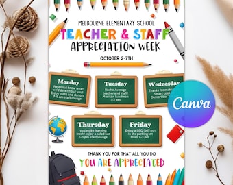 Teachers and Staff Appreciation Week Event Flyer, Teacher & Staff ...