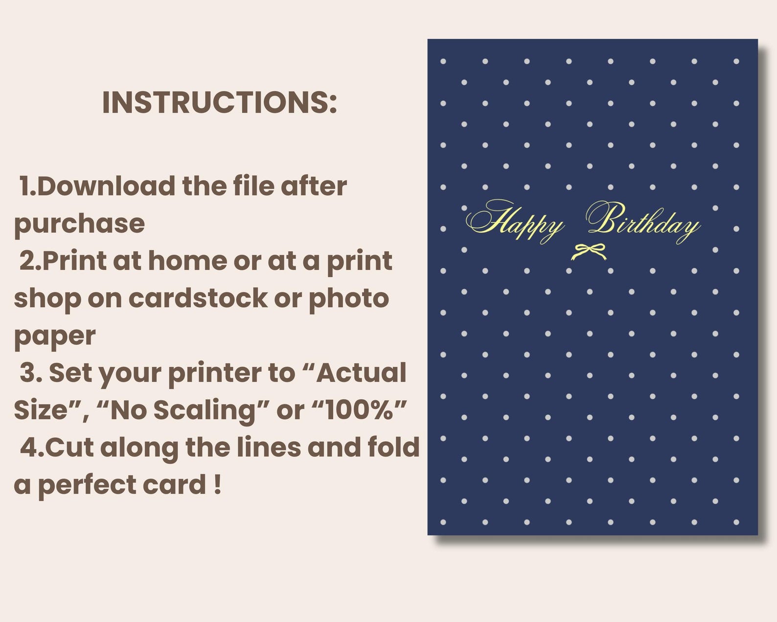 Printable Polka Dot Birthday Card With Gift Tags (4x6 Inch) (PDF ...