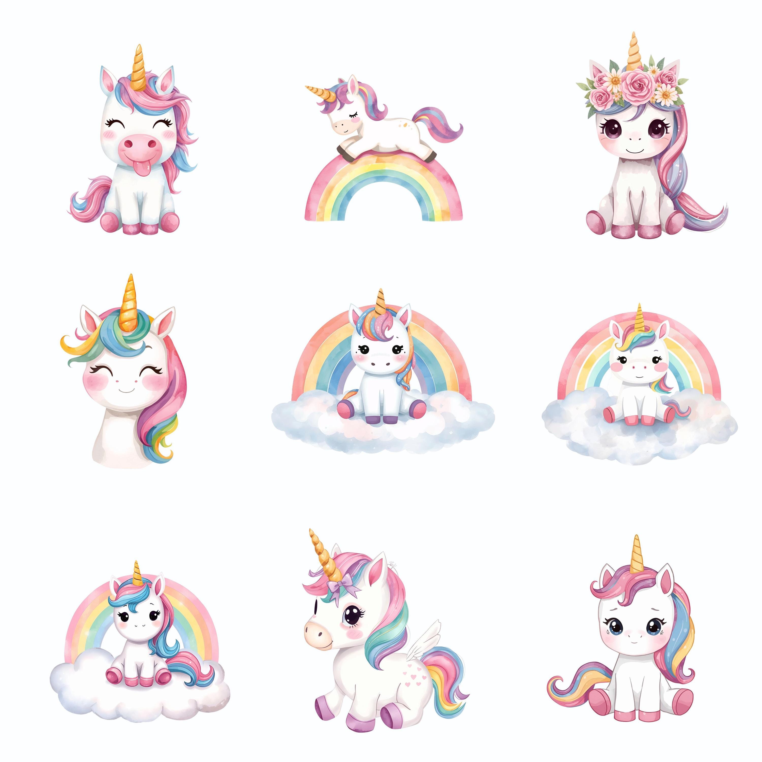 Watercolor Unicorn Clipart Bundle – Rainbow Unicorn PNG Images ...