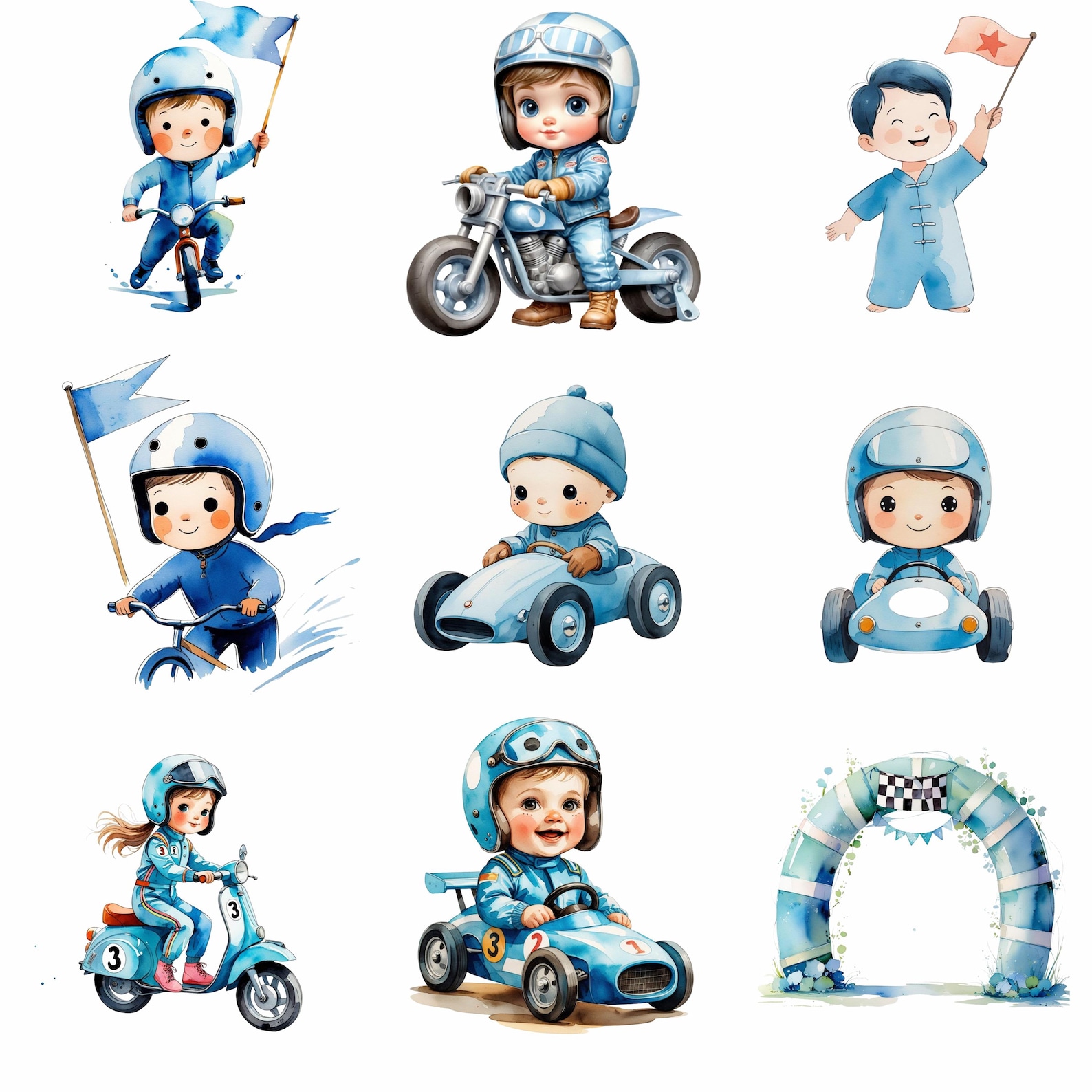 Watercolor Blue Race Car Clipart, Baby Racer PNG (digital Download) - Etsy