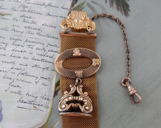 Antique Victorian Gold Mesh Watch Chain Fob NBL33 - Etsy