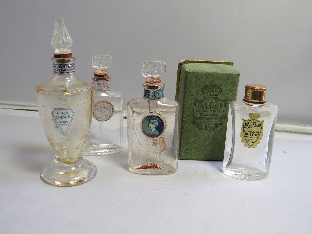 4 Vintage 1920s Miniature Perfume Bottles; Joubert, Delta, Lioret ...