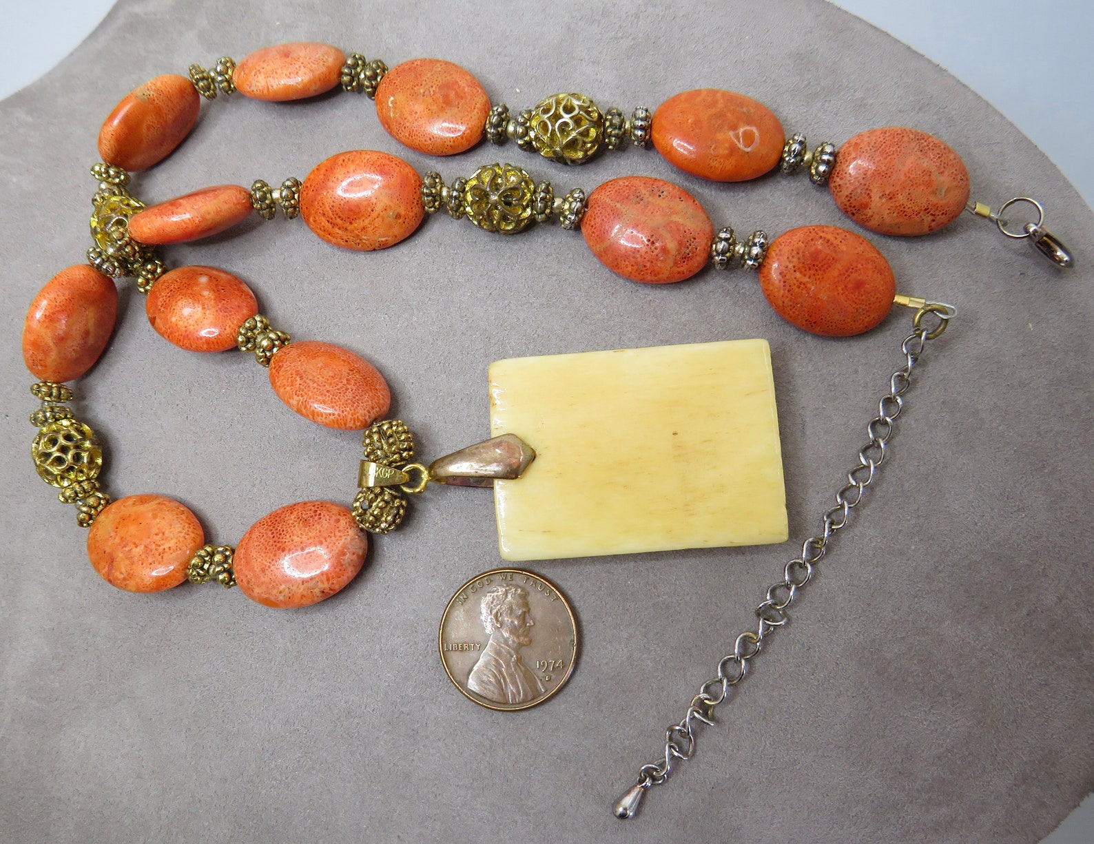 Genuine Coral Bead & Carved Bone Dragonfly Necklace TA17 - Etsy