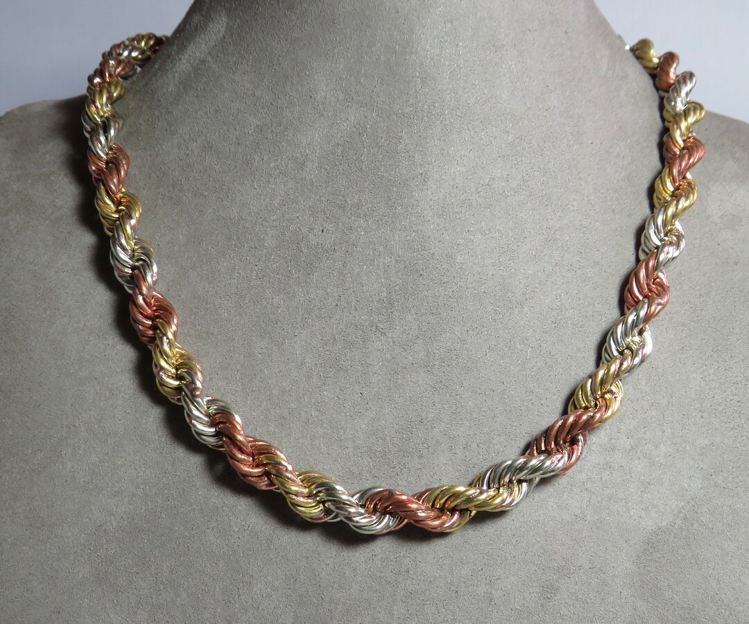 Chunky Twisted Three Tone Mexico Chain: Silver, Copper & Gold. GMOM - Etsy