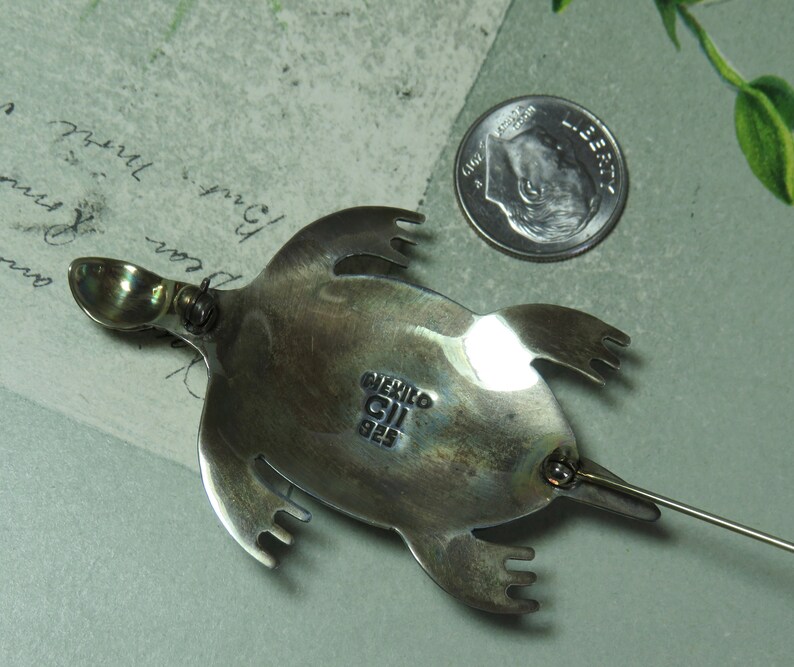 CII Signed SEA TURTLE Sterling Silver & Jasper Cabochon Brooch. UCT5 - Etsy