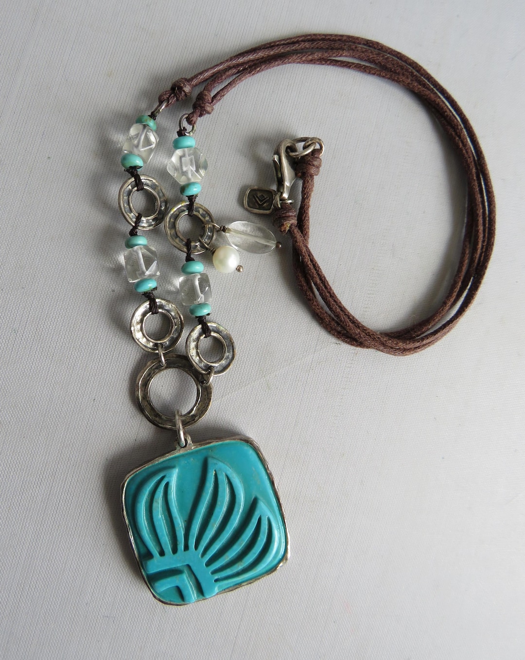 Silpada N2326 ‘aqua Grace’ Pendant Necklace W/ Carved Howlite & Pearls ...