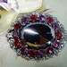 Large Hematite Brooch W/ Red & Purple Rhinestone Border NDH21 - Etsy