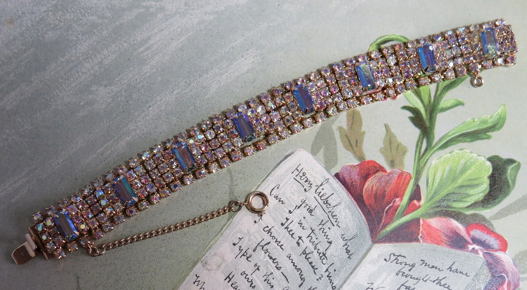 KRAMER Aurora Borealis Baguette Rhinestone Bracelet UCH12 - Etsy