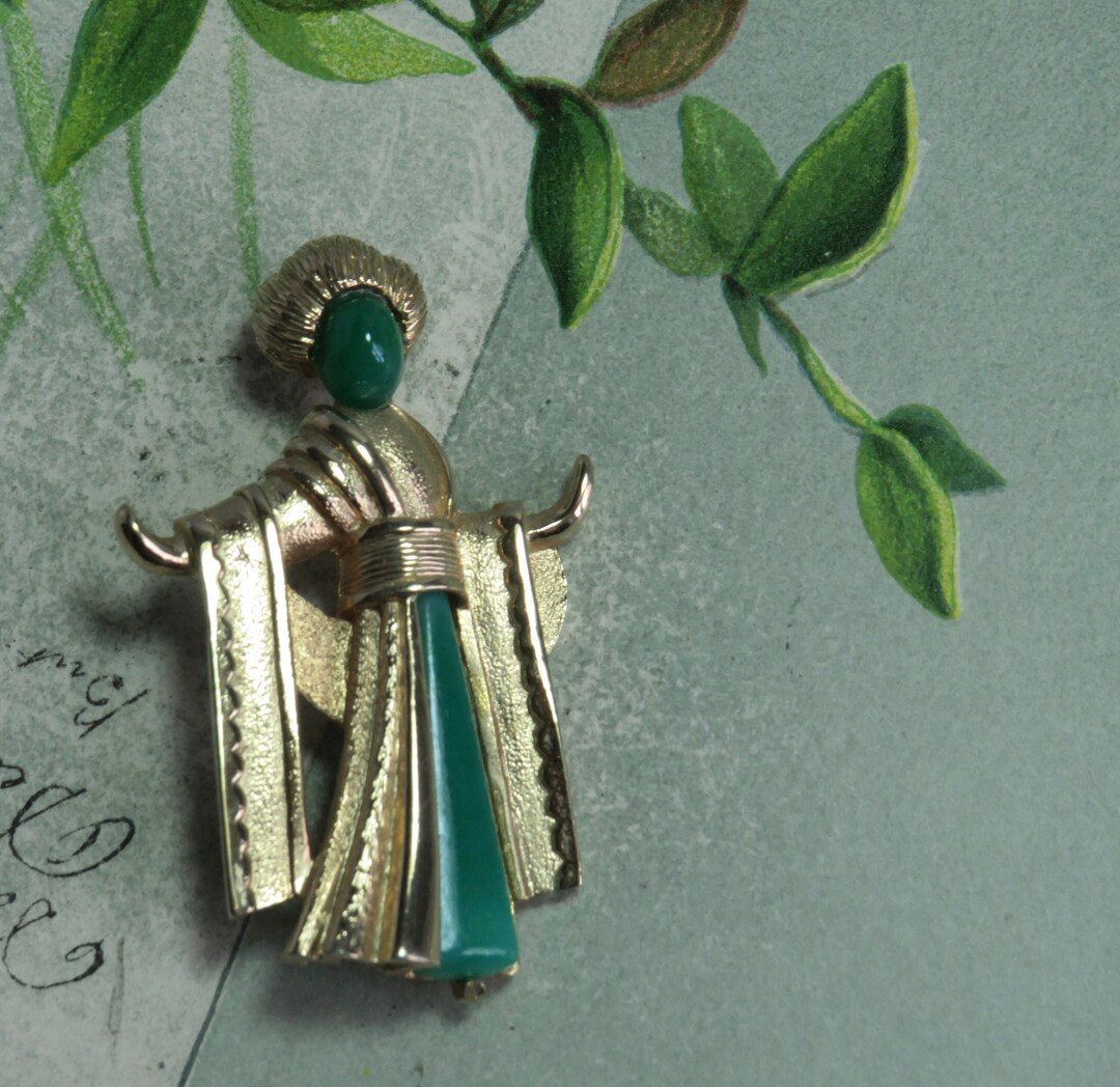 Vintage Hattie Carnegie Jadeite Geisha Figural Brooch. WV25 - Etsy