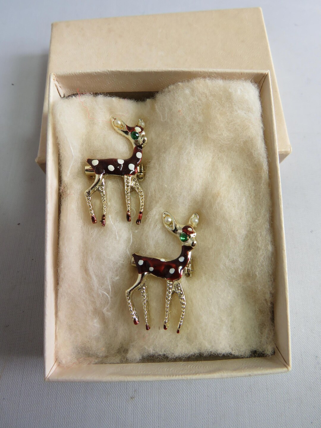 Pair 1950s Miniature DEER Figural Scatter Pins or Small Brooches WBF48 ...