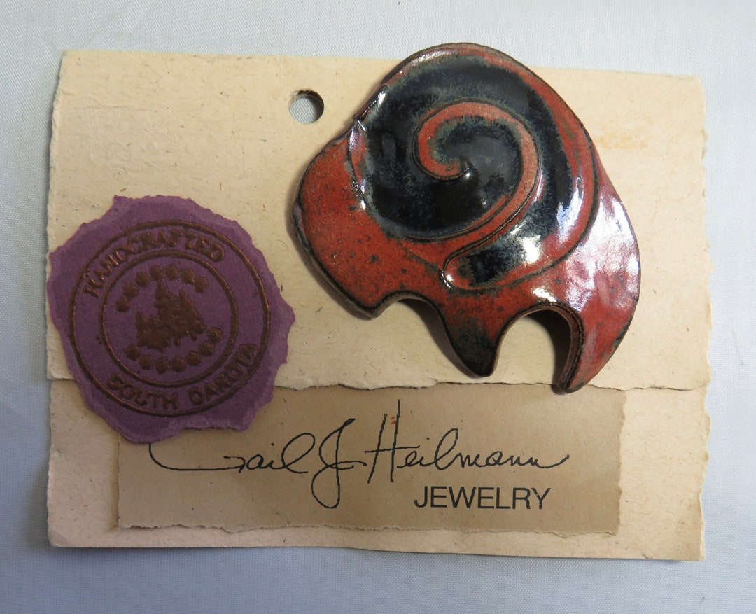 American Bison / Buffalo Ceramic Brooch by Gail J. Heilmann Artisan ...