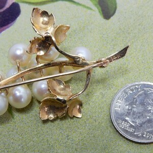 14k Fine Yellow Gold & Pearl Grape Cluster Brooch / Pin 7.6 Grams NCY32 ...