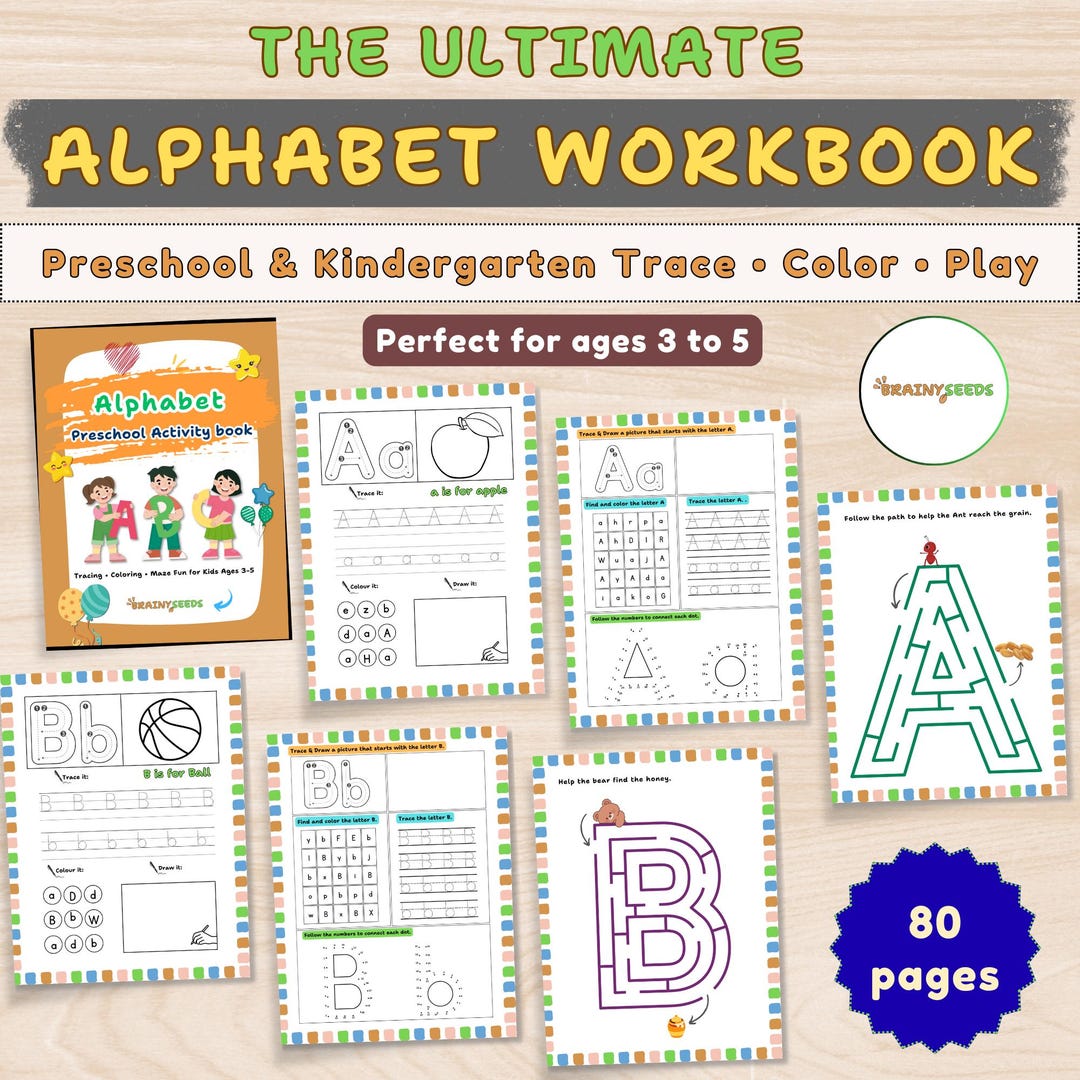 Alphabet Practice Worksheets A-Z, Fun ABC Activity Book for Kids ...