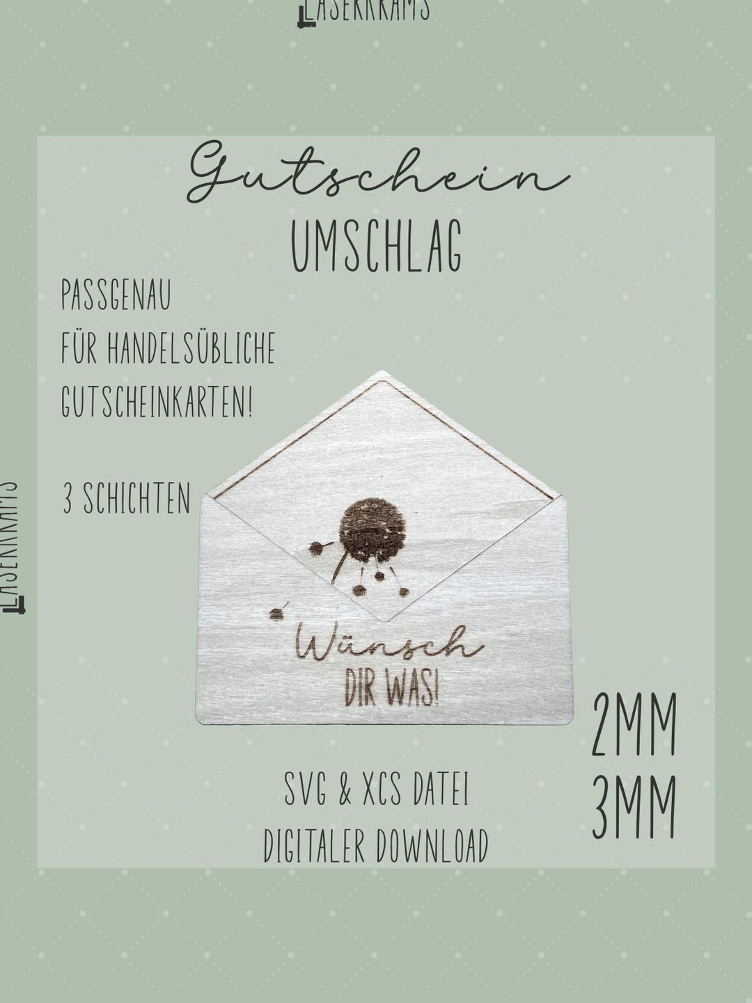 Laser Cut File | Voucher Envelope "make a Wish" | Perfect Fit for ...