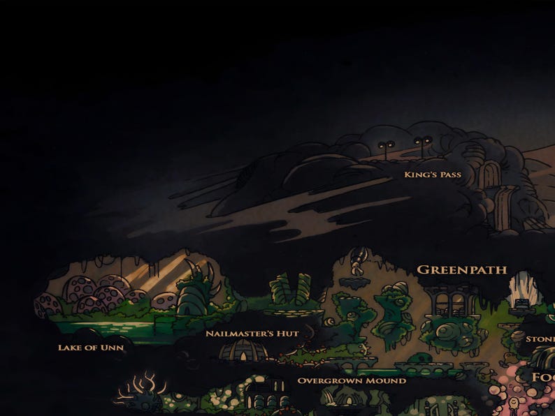 Hollow Knight Map Poster Print on Kraft Paper | Vintage Wall Art ...