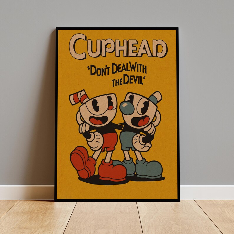 Cuphead Kraft Paper Poster | Retro Video Game Art Print - Etsy UK