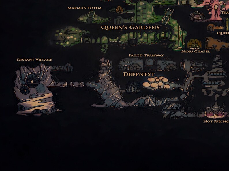 Hollow Knight Map Poster Print on Kraft Paper | Vintage Wall Art ...