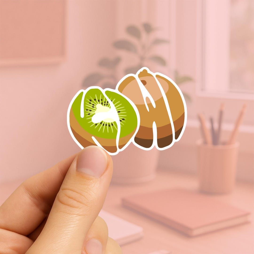 Kiwi Sticker - Tropical Fruit Decal, Green Kiwifruit Vinyl, Cute Kiwi ...