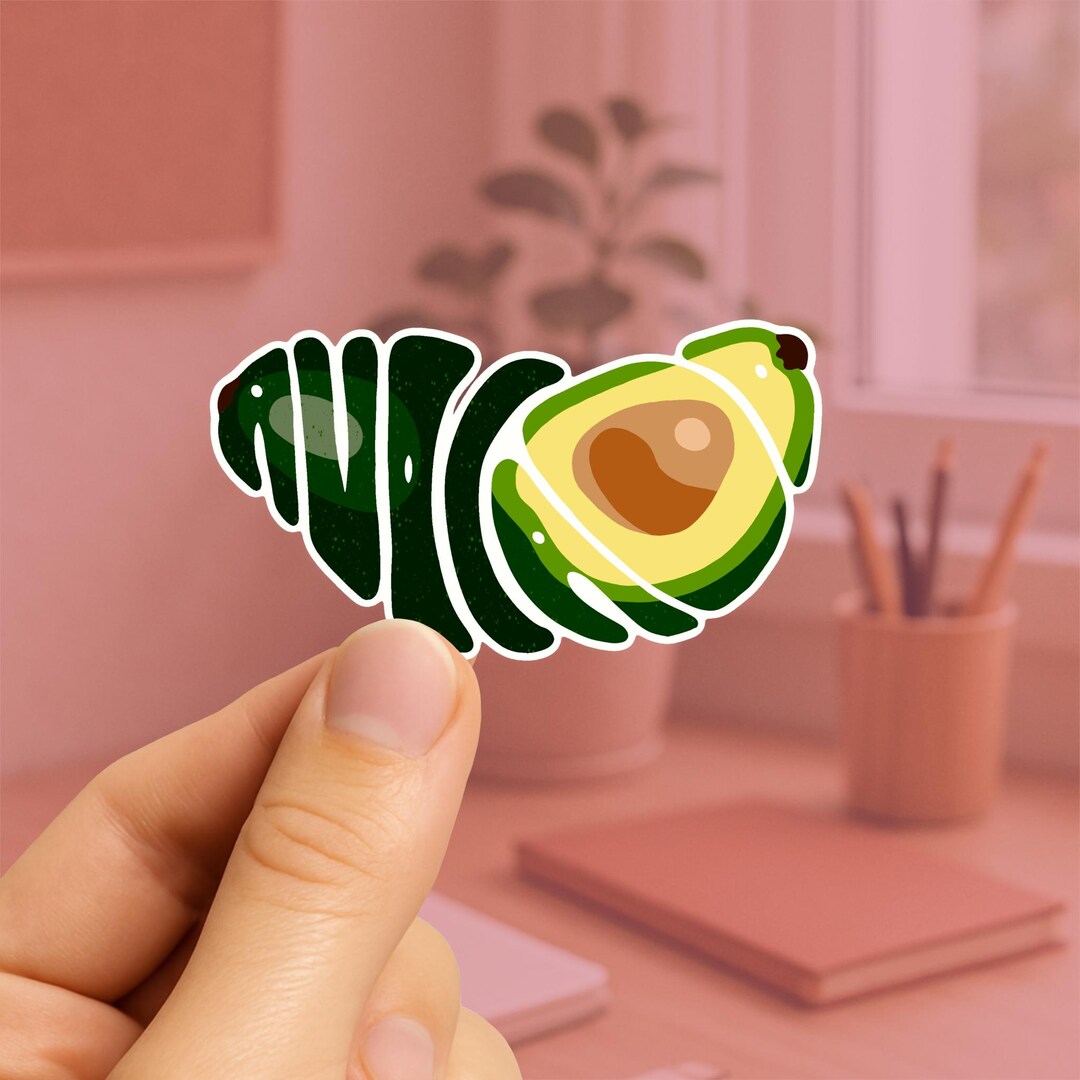 Cute Avocado Sticker - Glossy Vinyl Decal, Foodie Gift - Etsy