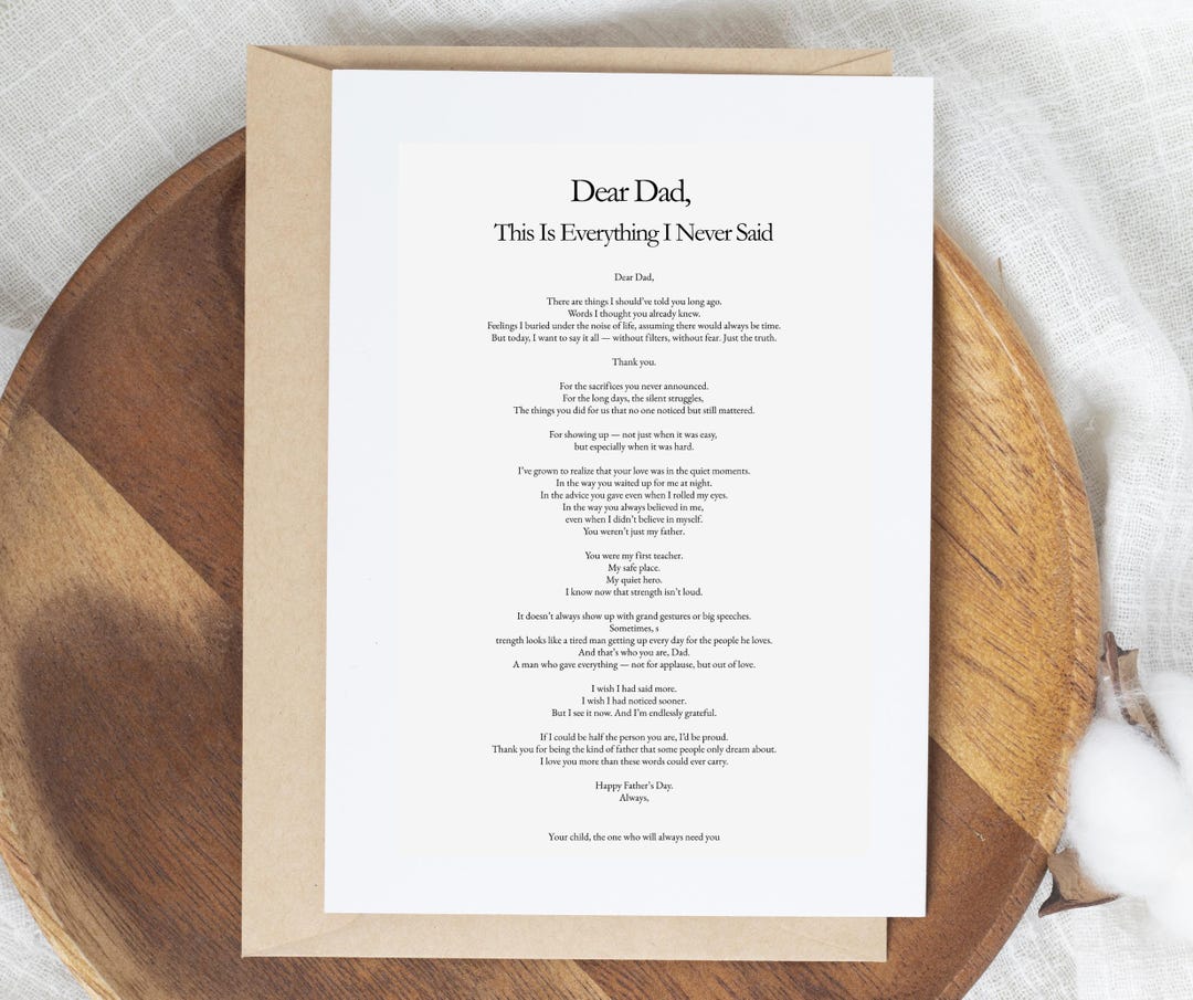 Dear Dad Letter Printable | Father's Day Letter | Digital Gift for Dad ...