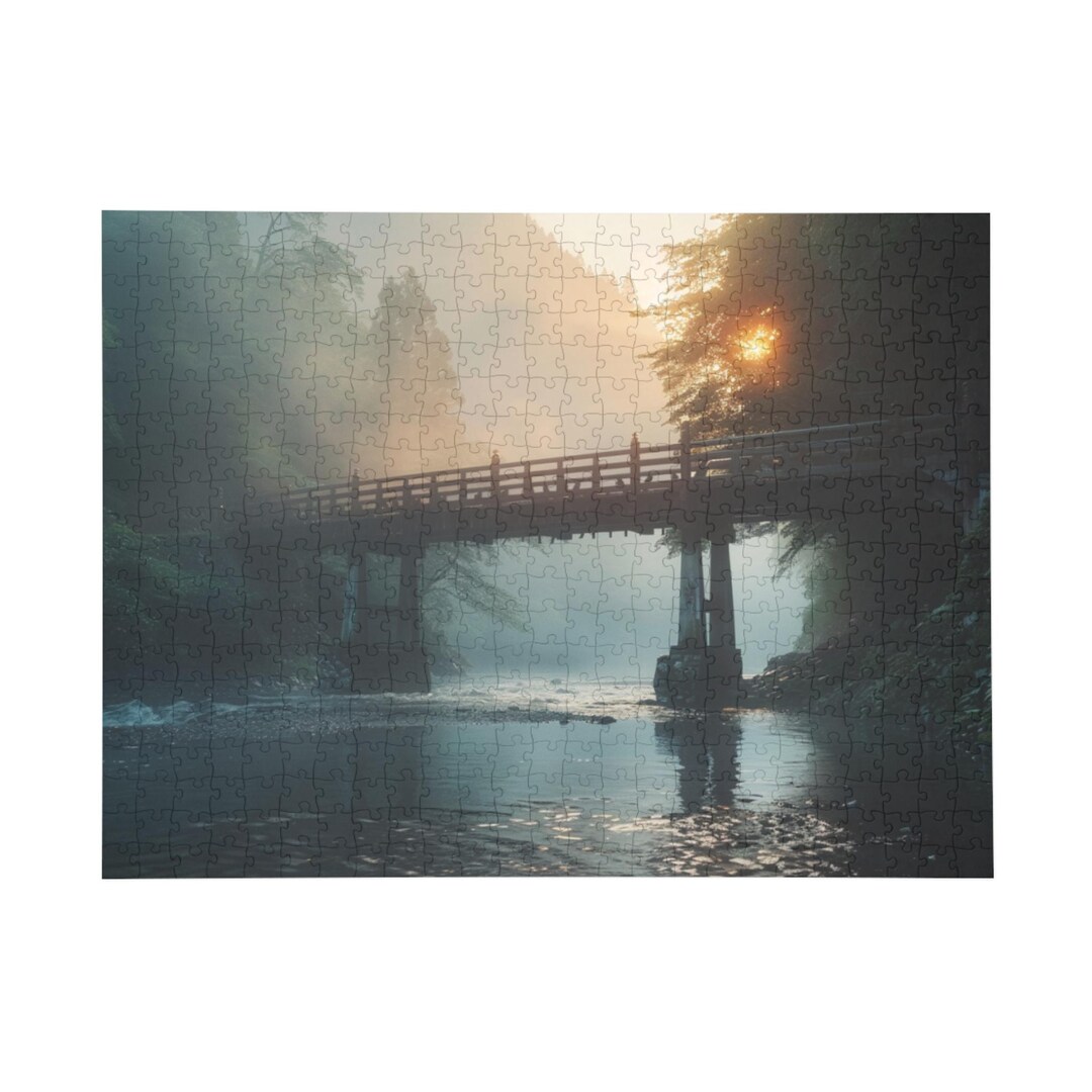 Scenic Puzzle – Misty Wooden Bridge Over a Quiet River – 500 Piece ...